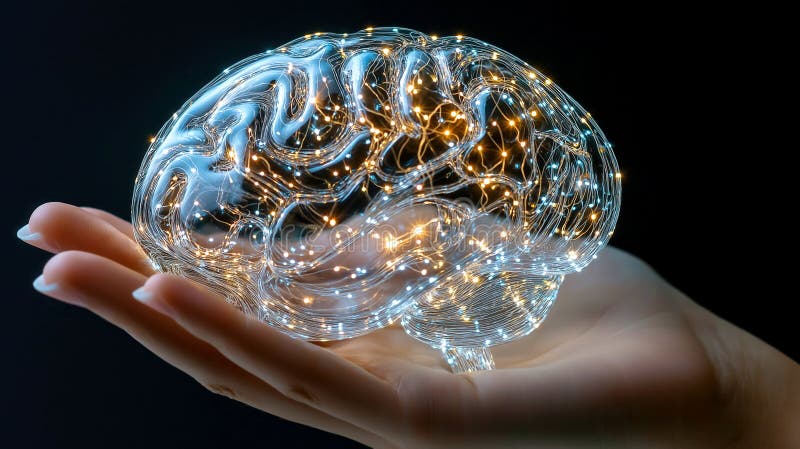 Neural Pathways Illuminated with Neon Pulse Effects Stock Illustration ...