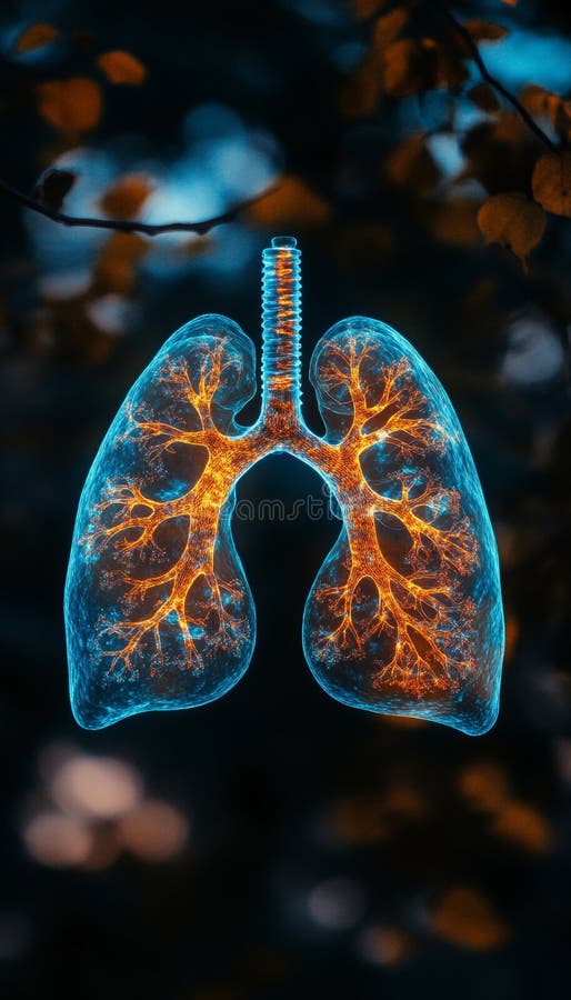 Glowing, Transparent 3D Rendering of Human Lungs, Respiratory System ...