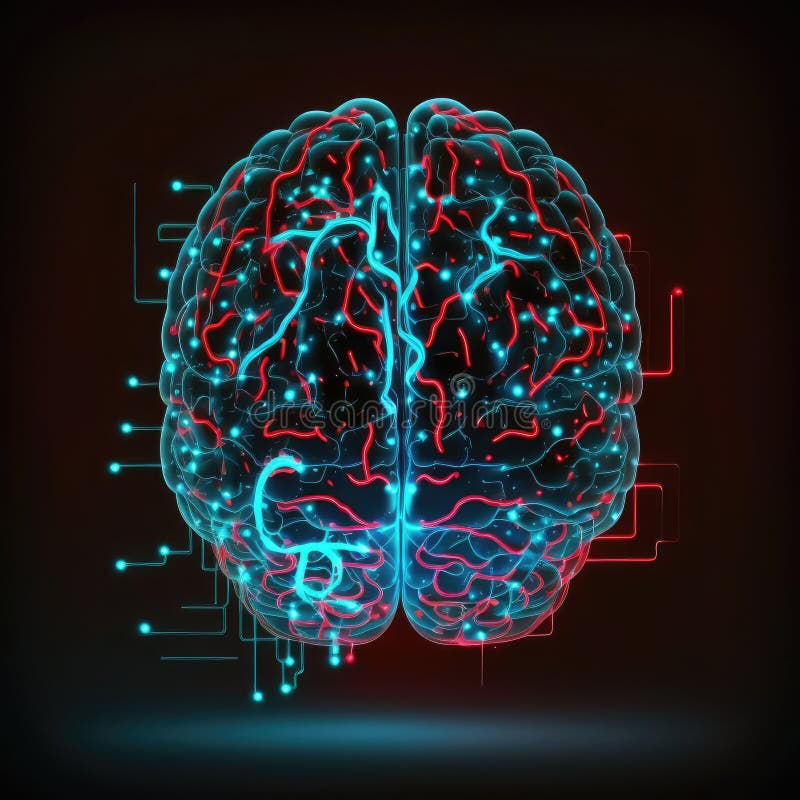 Glowing Transparent Diagram of a Working Brain. AI Generative ...