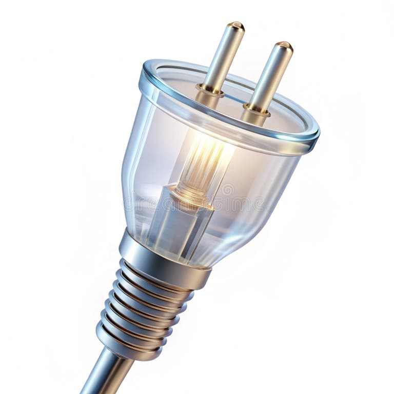 Transparent Glowing Electric Plug with Rotating Cable Stock ...