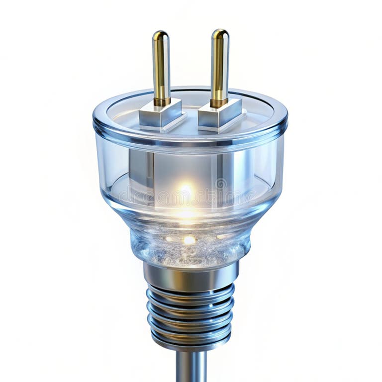 Transparent Glowing Electric Plug with Rotating Cable Stock ...