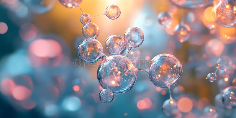 Glowing Transparent Molecule Structure in Abstract Space Stock ...