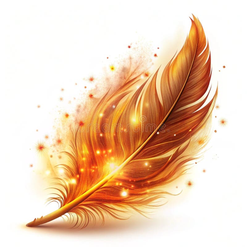 Transparent Glowing Phoenix Feather with Floating Embers Stock ...