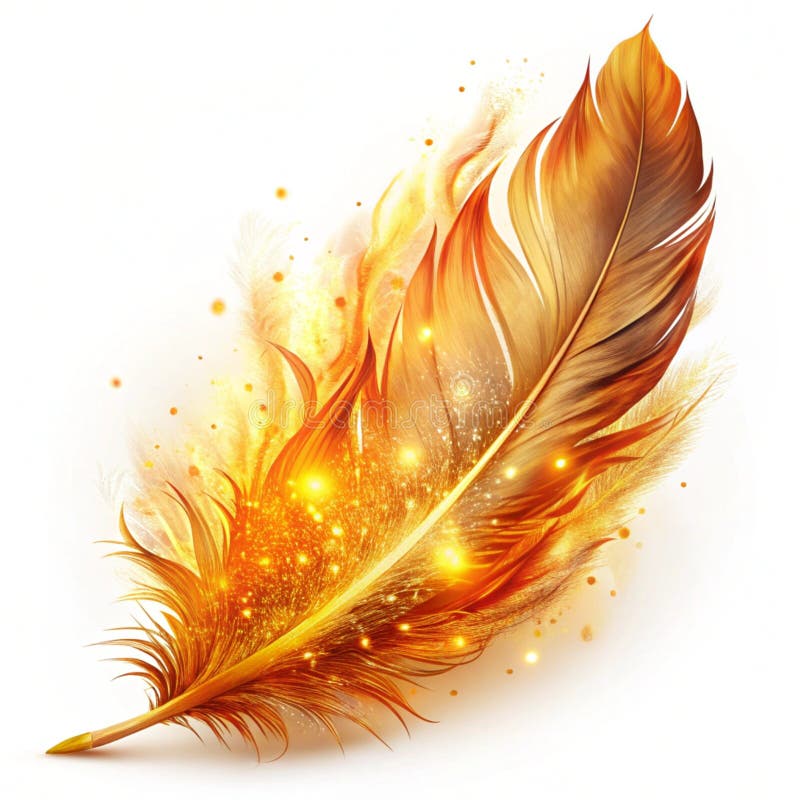 Transparent Glowing Phoenix Feather with Floating Embers Stock ...