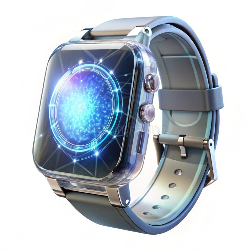 Glowing Transparent Smartwatch with Animated Time Changes Stock ...