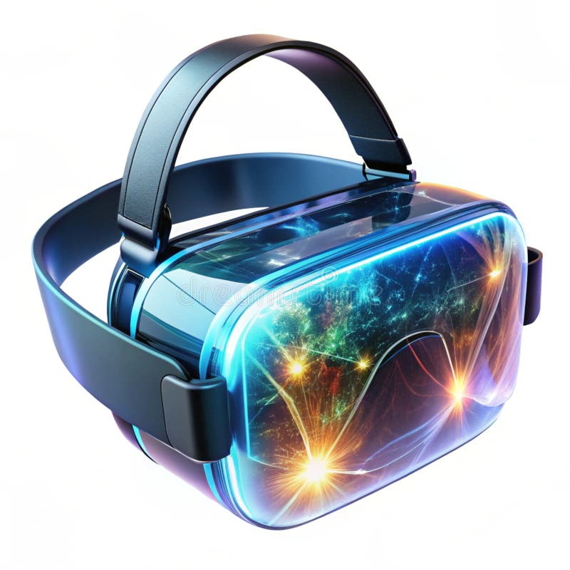 Glowing Transparent VR Headset with Floating Digital Graphics Stock ...