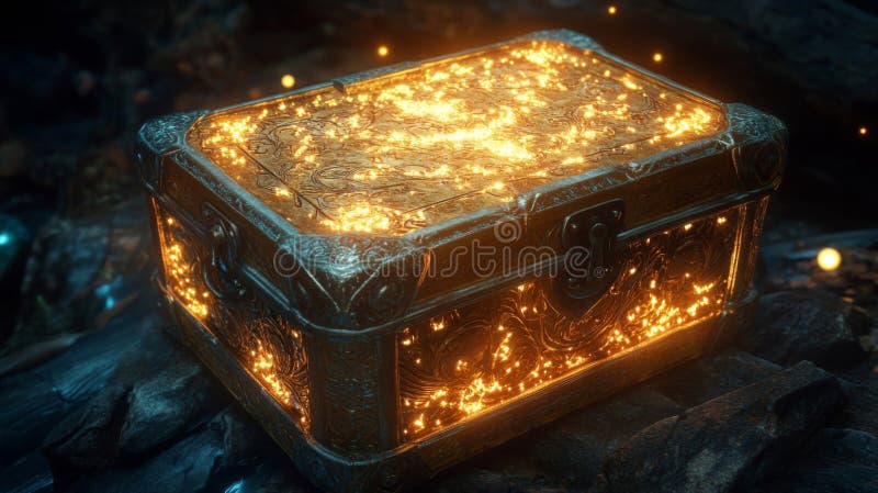 Glowing Treasure Chest with Golden Light Displaying Mystery and Ancient ...