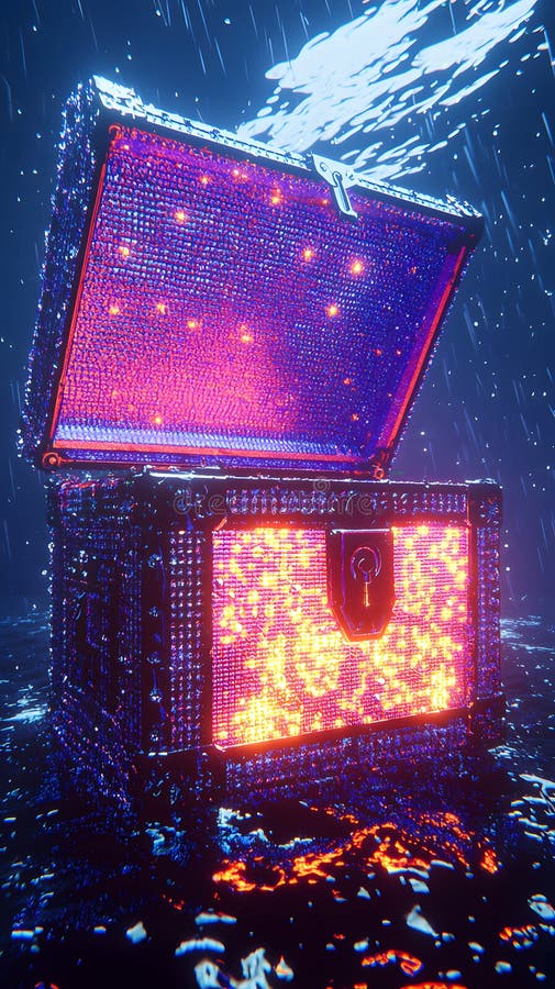 Glowing Treasure Chest in a Mystical Setting Stock Illustration ...