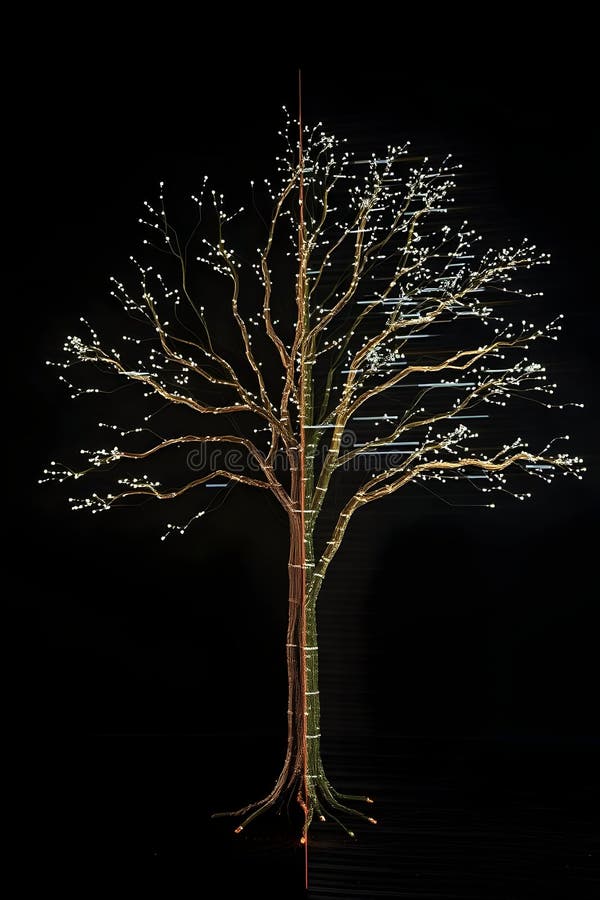 Glowing Tree Diagram Visualization - Data Flow, Root System, Branch ...