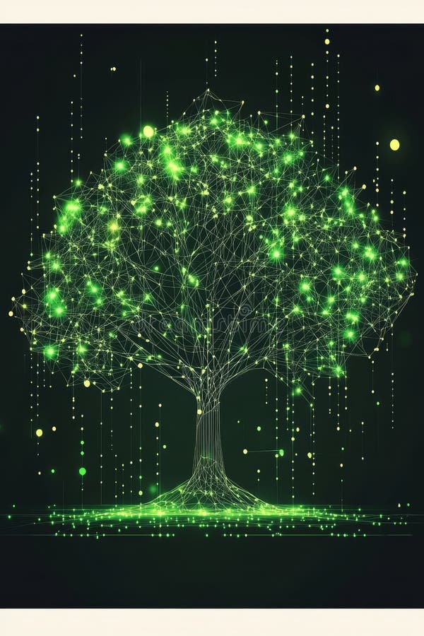Glowing Tree of Life with Data Streams. Digital Art, Futuristic ...
