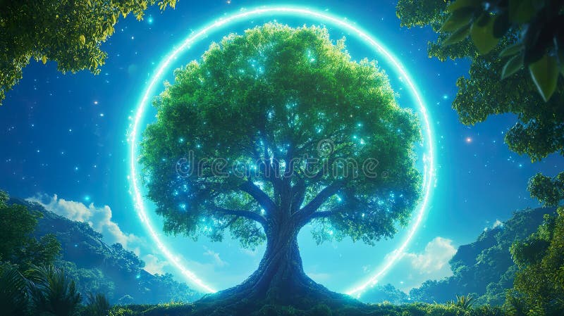 Glowing tree red maple. stock image. Image of silohuette - 53634623