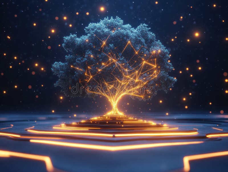 A Glowing Tree of Milestones Geometric Branches Symbolizing ...