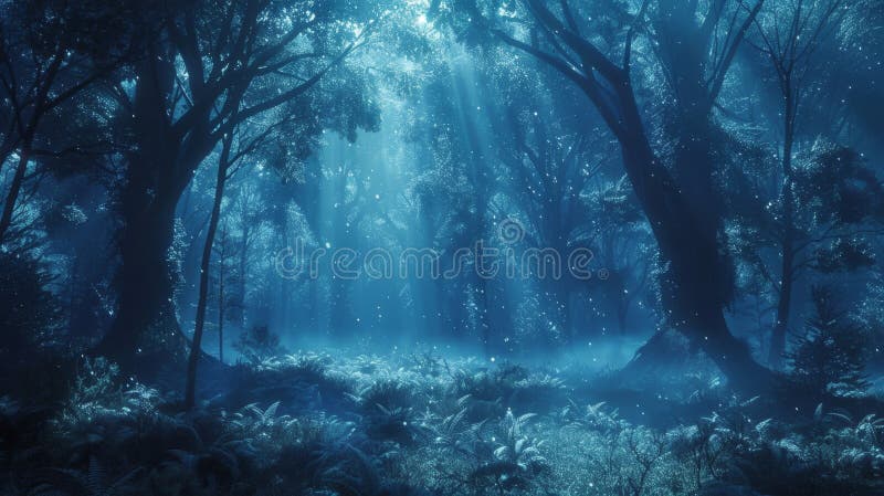 Glowing Trees and Mystical Fog in an Enchanting Forest with Mythical ...