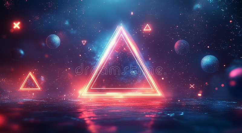 Glowing Triangle and Cosmic Elements. Perfect for Sci-fi and Abstract ...