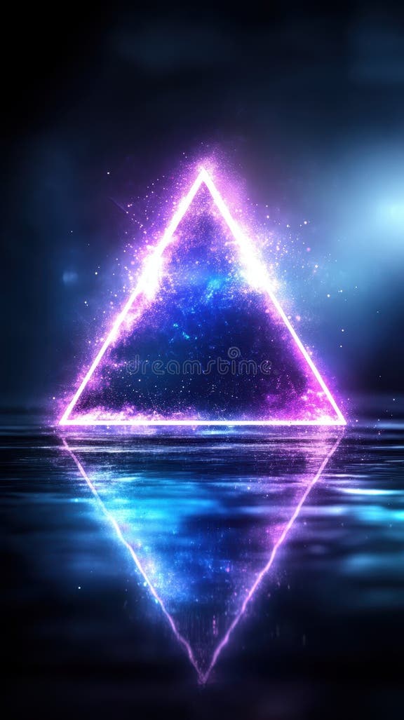 Glowing Triangle with Cosmic Reflection in Dark Space Stock ...