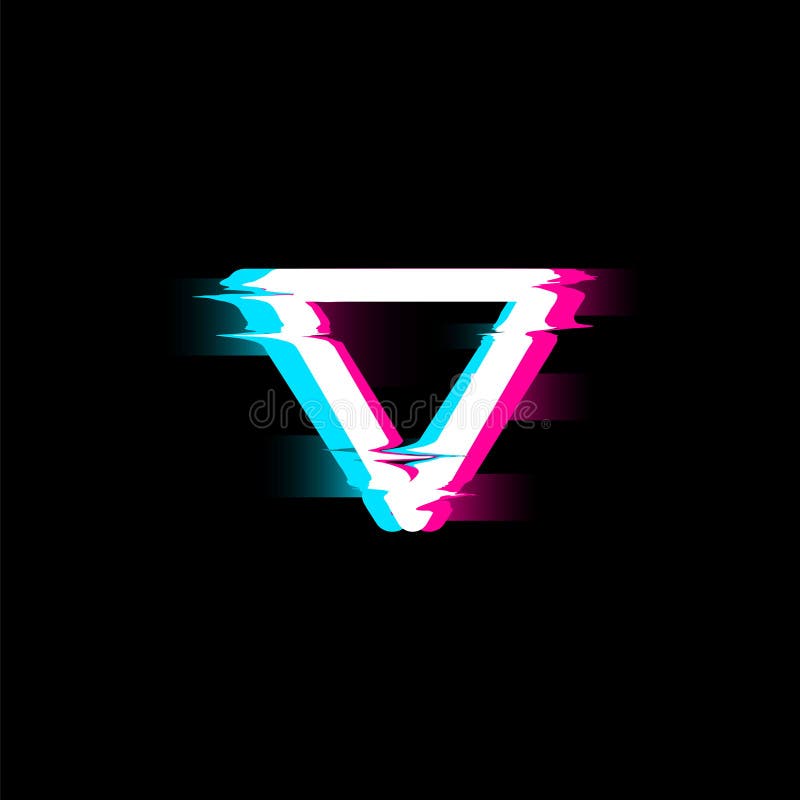 Glowing Triangle with Glitch and Digital Noise Effect, Vector ...