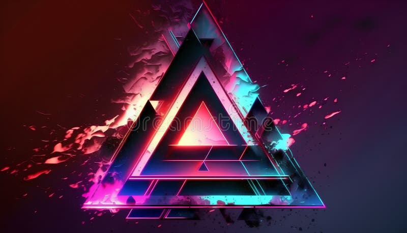 Glowing Triangle Icon in Fire and Smoke Style. 3d Illustration Stock ...