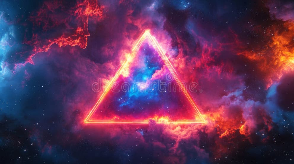Glowing Triangle Nebula in Red Blue Space Stock Illustration ...