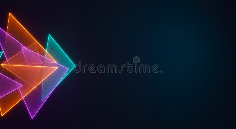 Glowing Triangle Shapes Neon Light Effect Against Dark Background Stock ...