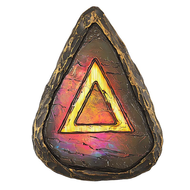 Glowing Triangle Symbol in Ornate Stone Setting Stock Illustration ...