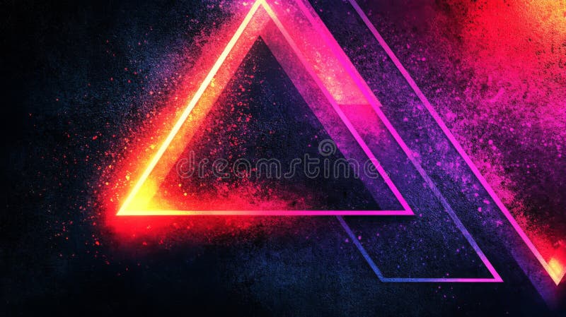 Glowing Triangles Abstract Neon Art Design Stock Illustration ...