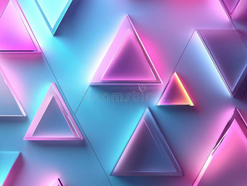 Glowing Triangles, Abstract Neon Geometry Stock Illustration ...