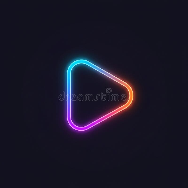 A Glowing Triangular Play Button with Rounded Edges, Featuring a ...