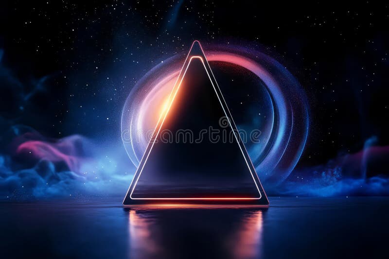 Glowing Triangular Shape with Blue Light Effects and Cosmic Background ...