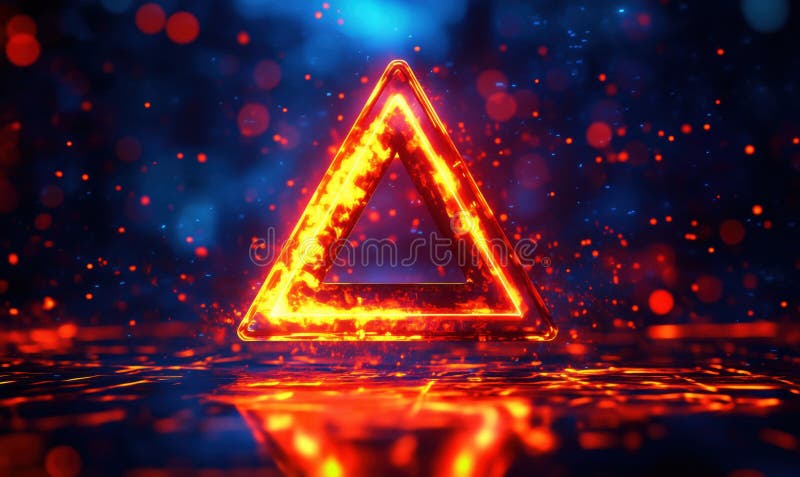 Glowing Triangular Warning Sign, Vibrant Colors, Abstract Background ...