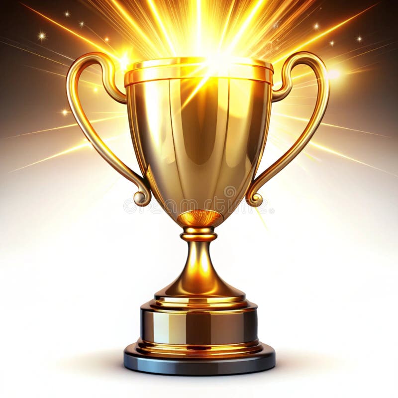 Glowing Trophy with Animated Shine Effect Stock Illustration ...