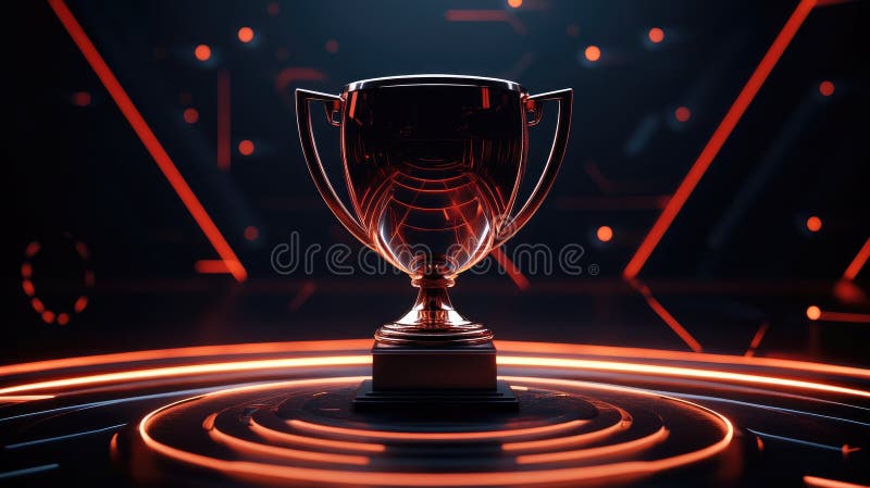 A Glowing Trophy Illuminated with Dynamic Lights, Symbolizing Victory ...