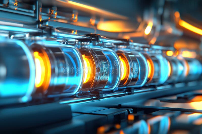 Modern Technology Featuring Glowing Tubes in a High-tech Setup with ...