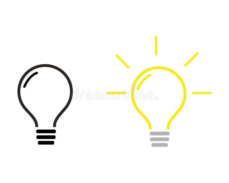 Glowing and Turned Off Electric Light Bulb, Vector Illustration Stock ...