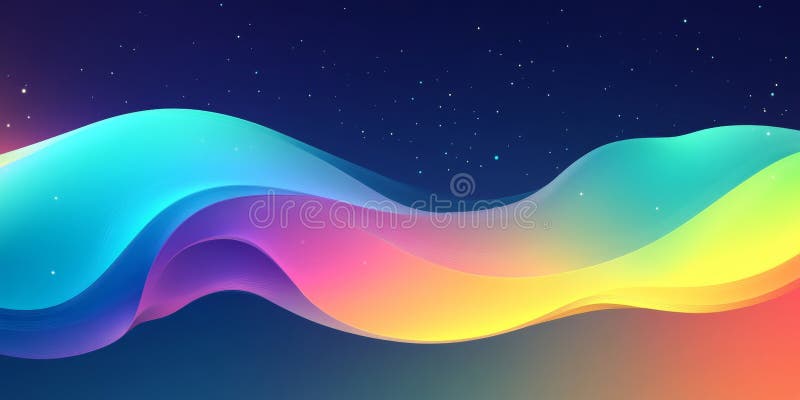 Glowing Turquoise and Lime Green Wave on Dark Background, Dynamic ...