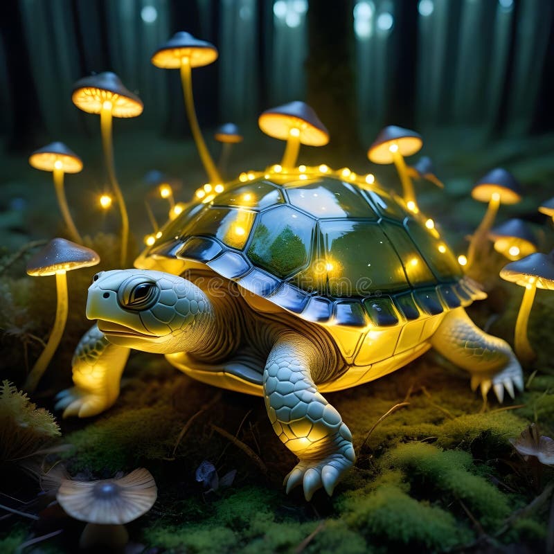 Glowing Crystal Turtle with Transparent Shell in a Magical Setting ...