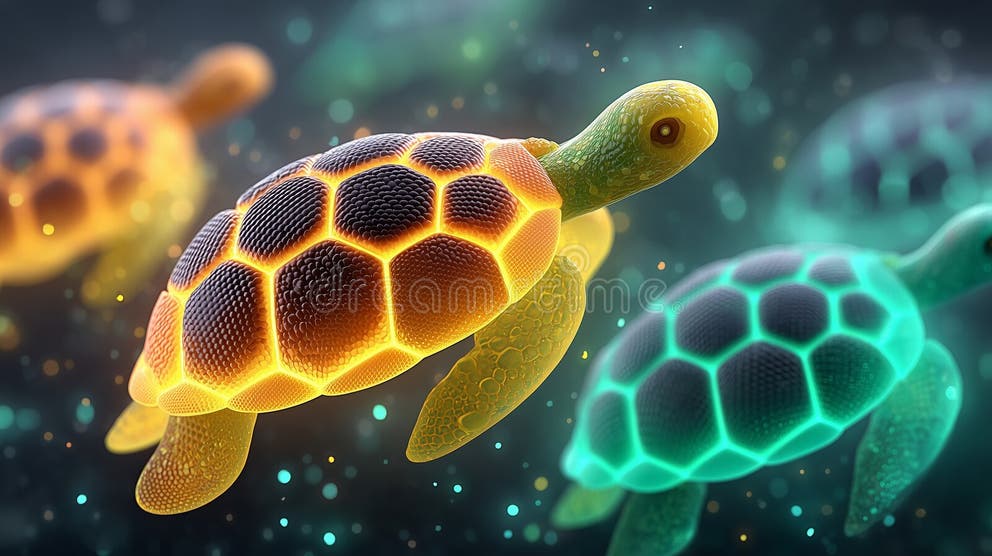 Glowing Turtle Shell Pattern on Uhd Led Screen with Pixel Texture and ...