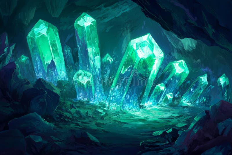 A Glowing Underground Cavern with Naturally Formed Hexagonal Crystal ...