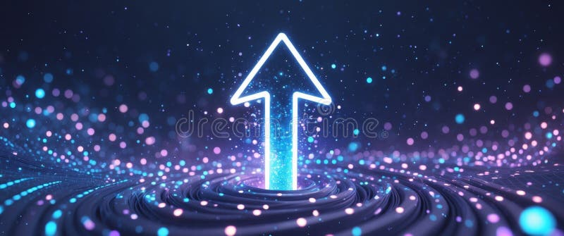 Glowing Upward Arrow Digital Data Stream Abstract Technology Concept ...