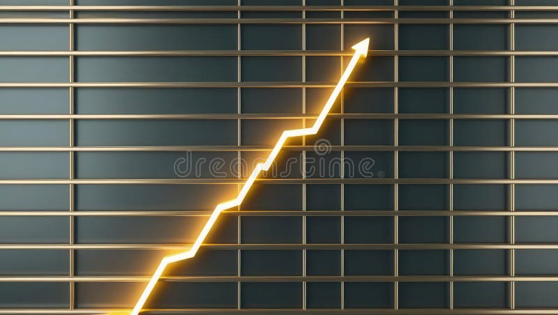 Glowing Upward Trending Line Chart Modern Building Facade Stock ...