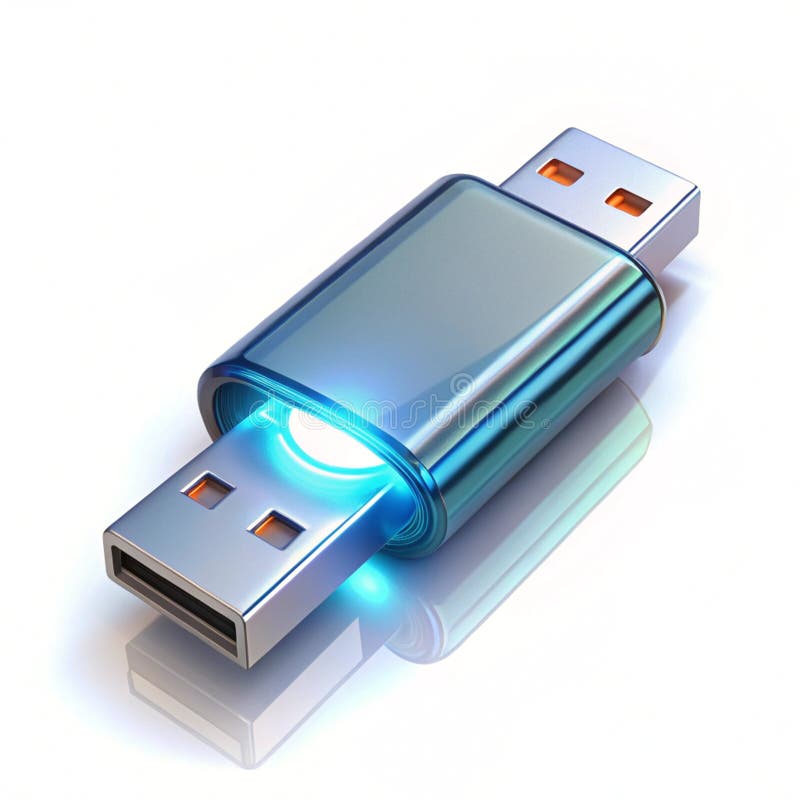 Glowing USB Drive with Rotating Light Animation Stock Illustration ...