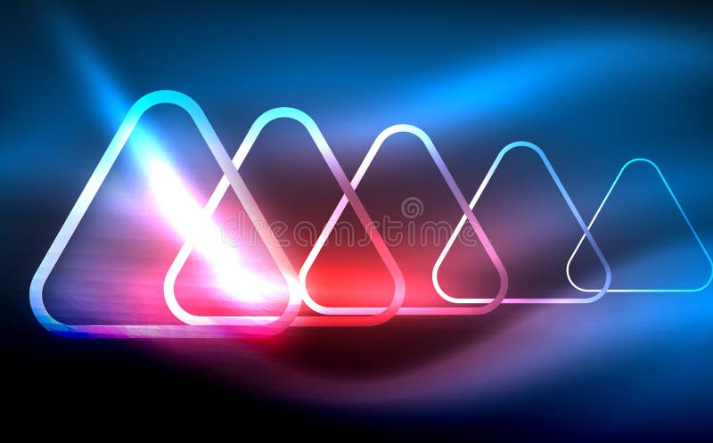 Glowing Vector Triangle Geometric Shapes in Dark Space Stock Vector ...