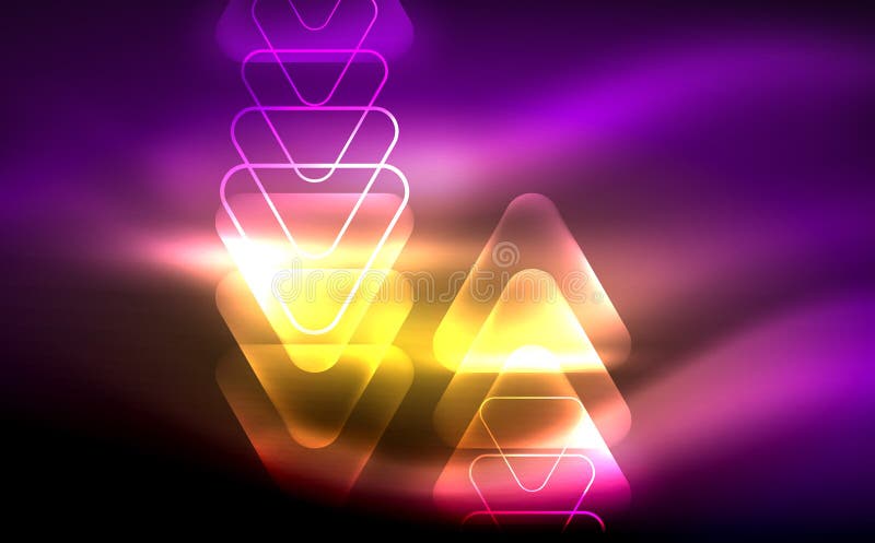 Glowing Vector Triangle Geometric Shapes in Dark Space Stock Vector ...