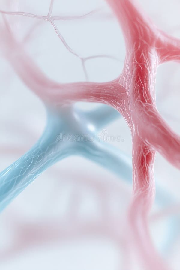 Glowing Veins in Red and Blue Hues Branch Out on a Soft White Gradient ...