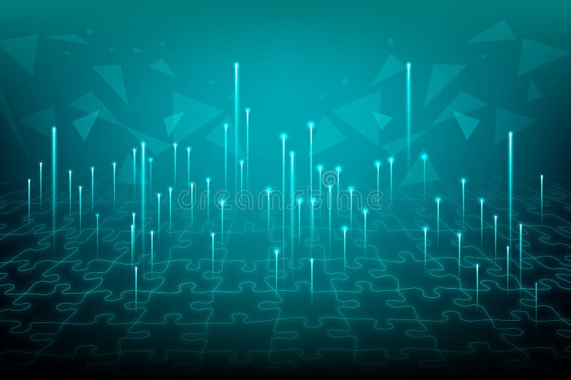 Glowing Vertical Lines Emerging from Puzzle Grid, Symbolizing the Rise ...