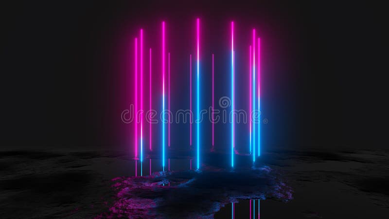 Glowing Vertical Neon Lines, Abstract Background Stock Illustration ...