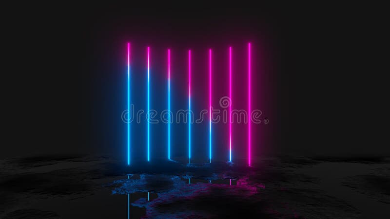 Glowing Vertical Neon Lines, Abstract Background Stock Illustration ...