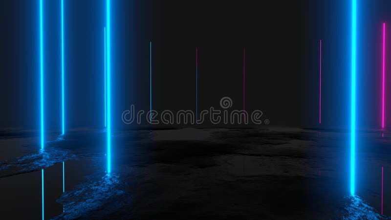 Glowing Vertical Neon Lines, Abstract Background Stock Illustration ...
