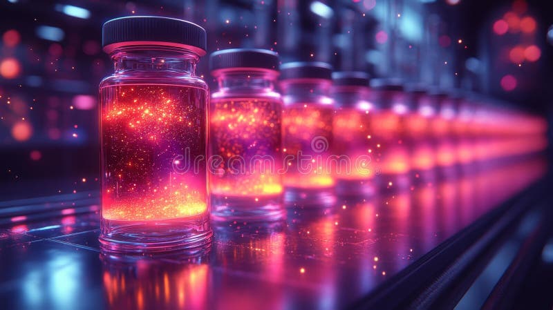 Glowing Vials in Laboratory - Generative Ai Stock Illustration ...