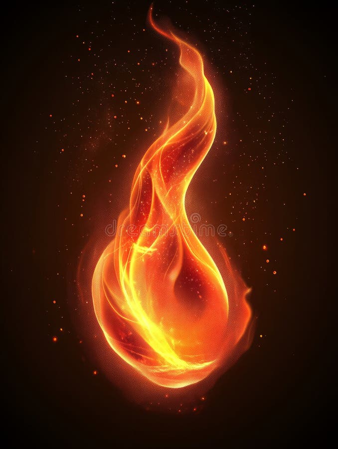 Glowing Vibrant Fire Flame with Sparks in Dark Background Stock Photo ...