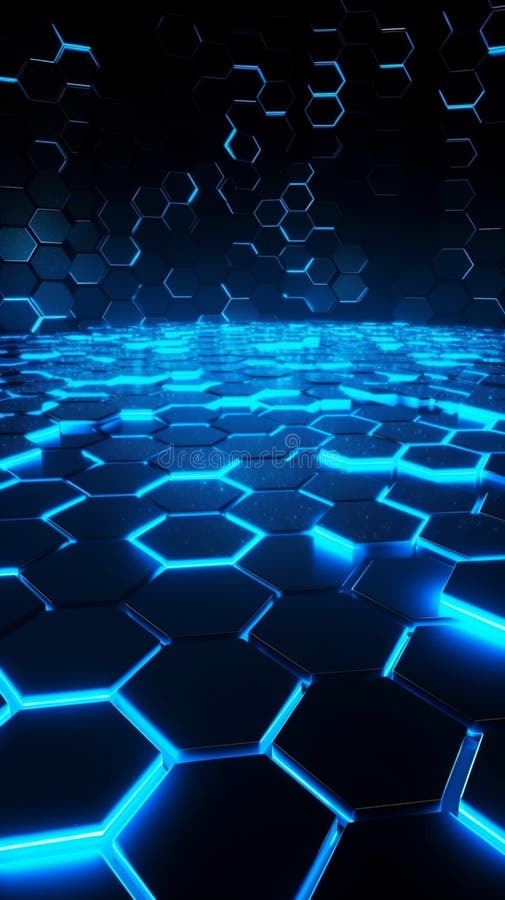 Glowing Ultra Blue Hexagonal Pattern Wallpaper with a Futuristic 3D ...